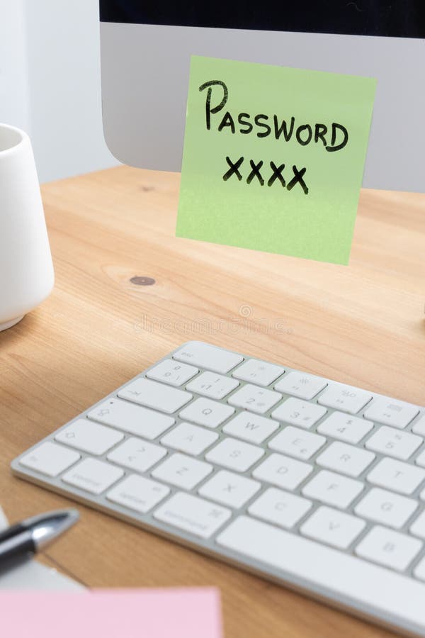 Sticky Note with Login Credentials on a Computer Screen Representing ...