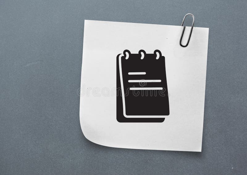 Sticky Note with Notepad Icon Against Neutral Grey Background Stock ...