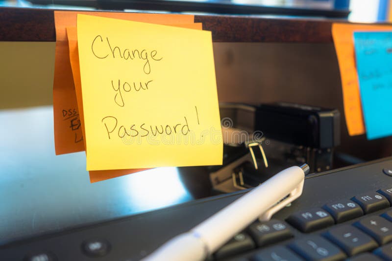Sticky Note on Office Desk Saying "Change Your Password" Stock Image ...