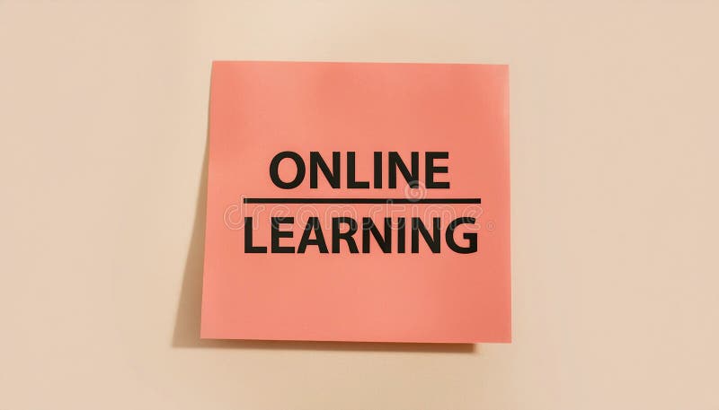 Sticky Note with Online Learning Message on Desk Stock Illustration ...