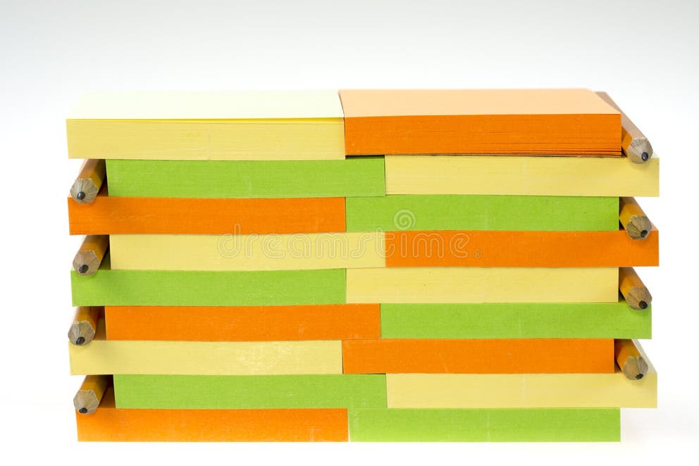 Sticky Note Pads with Penciles Stock Photo - Image of sticky, orange ...
