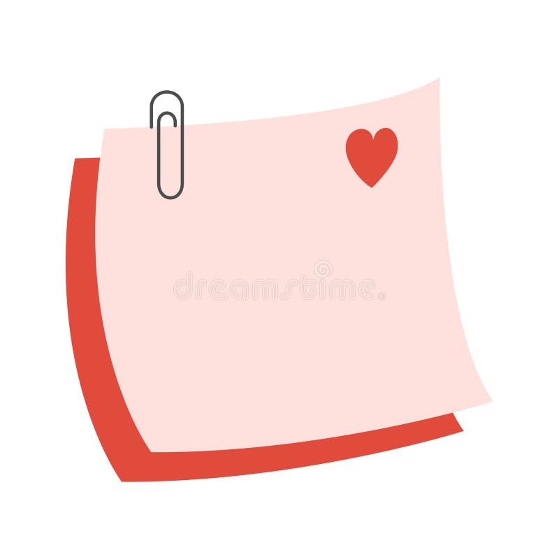 Sticky Note with Paper Clip. Note Paper. School Supplies. Vector ...