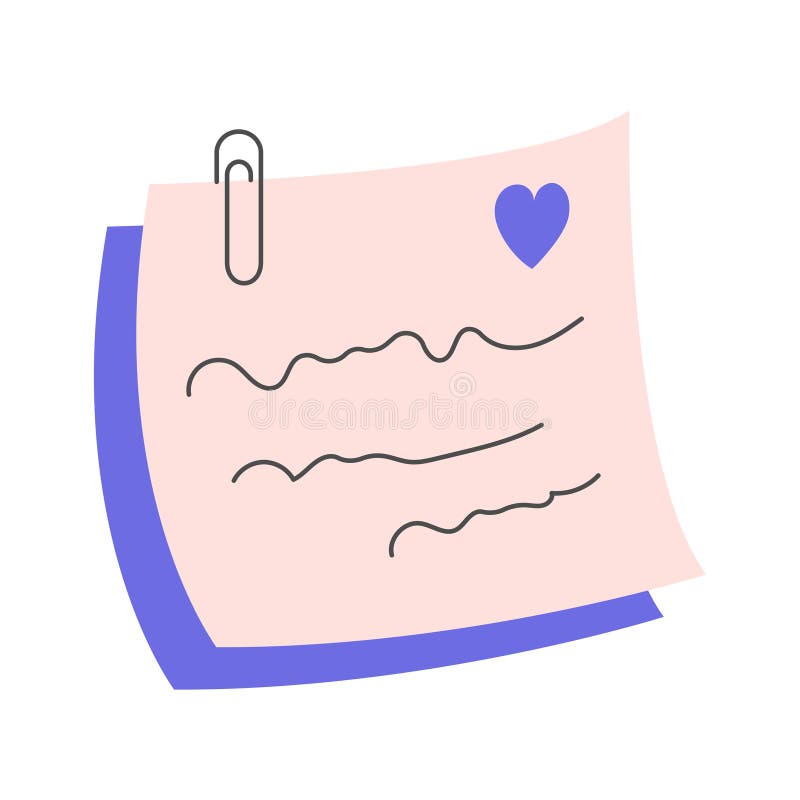 Sticky Note with Paper Clip. School Supplies. Vector Illustration Stock ...