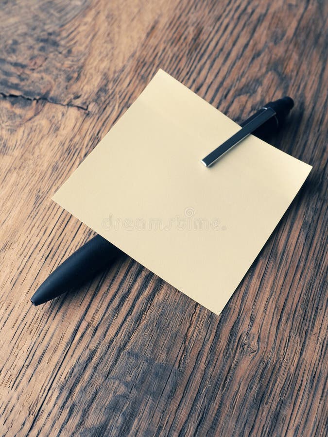 Sticky Note with a Pen on a Table Stock Image - Image of copy, business ...