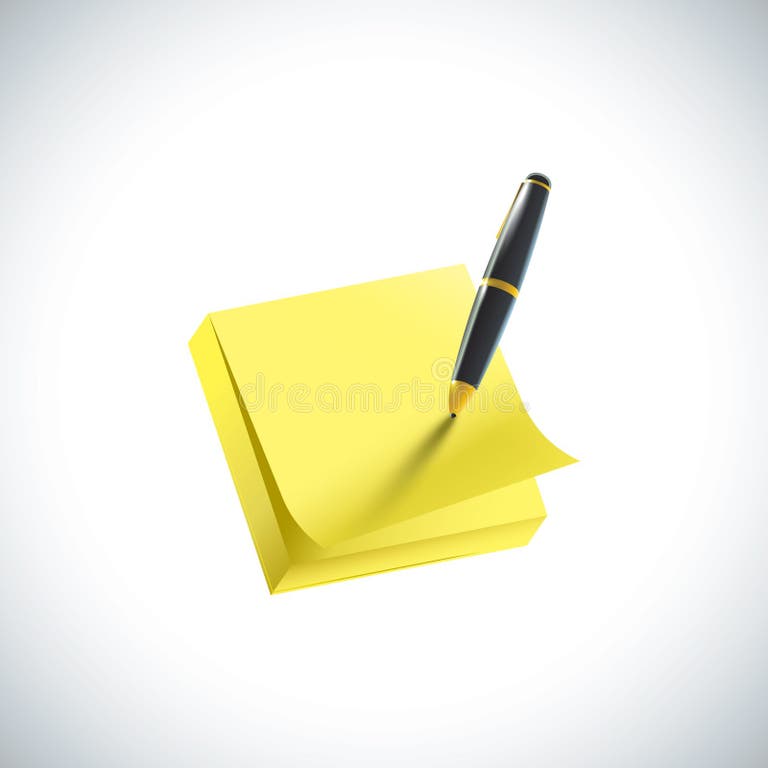 Sticky Note and Pen. Vector Illustration Decorative Design Stock Vector ...