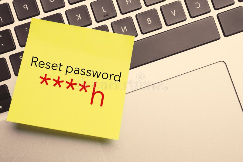 Sticky Note with Phrase Reset Password on Laptop, Top View Stock Image ...