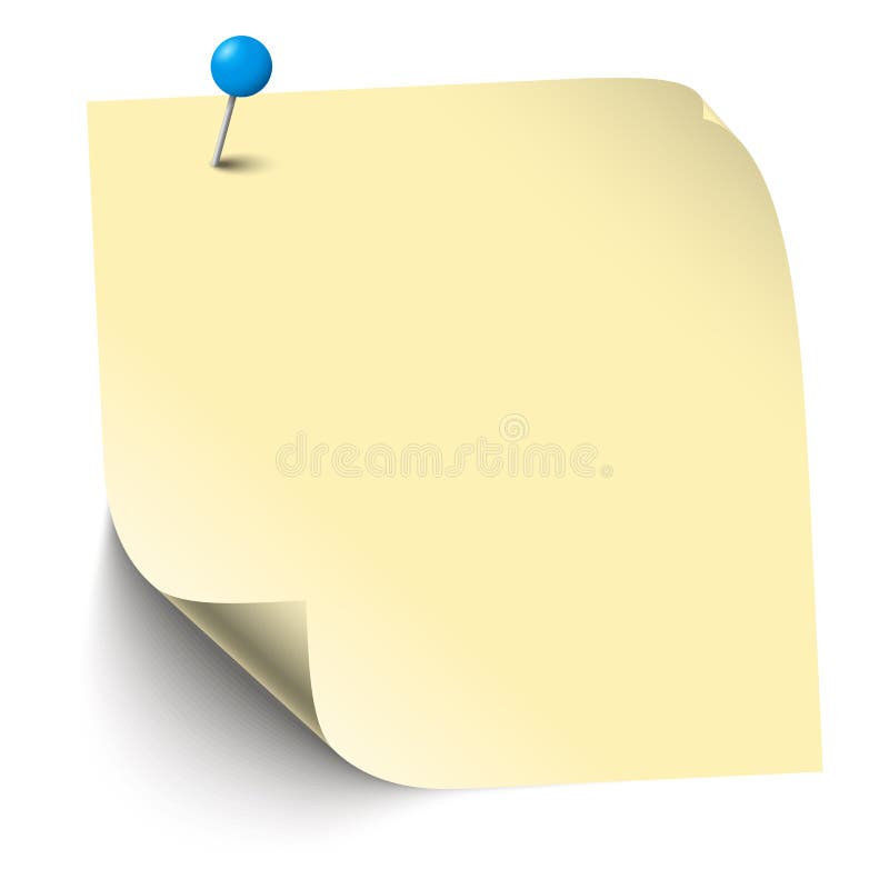 Sticky Note with Pin Needle Stock Vector - Illustration of office ...