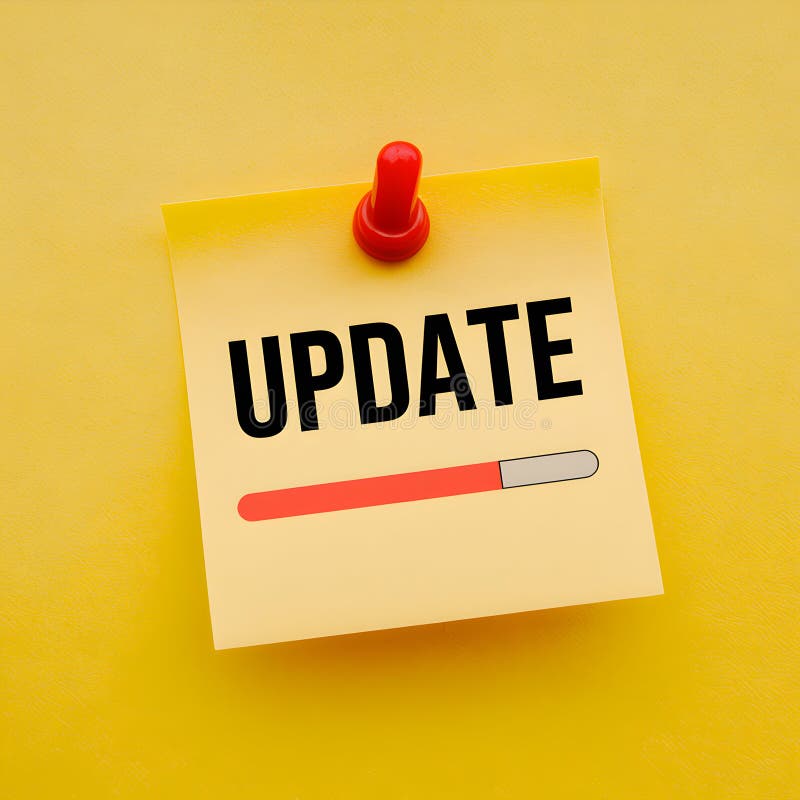 Yellow Sticky Note with UPDATE Text and Red Progress Bar, Symbolizing ...