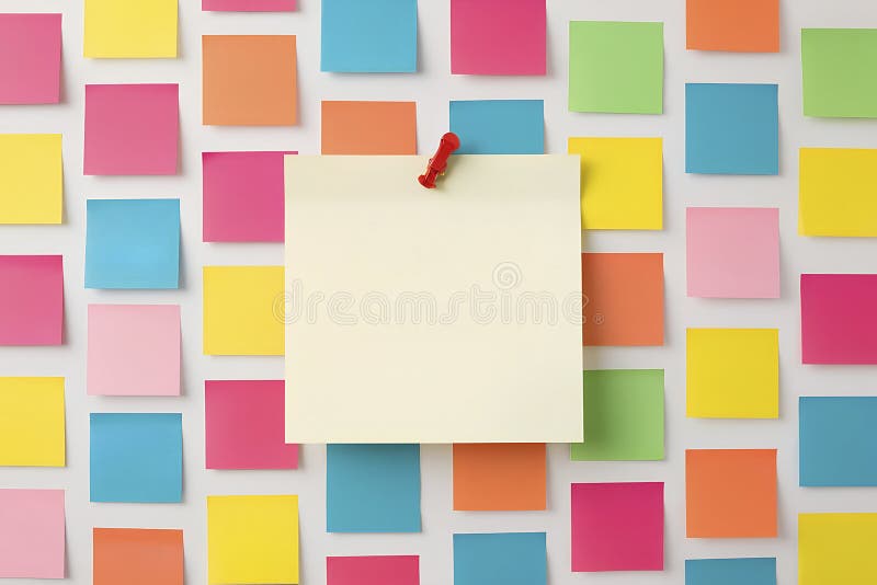 Sticky Note Pinned on a White Brick Wall Stock Illustration ...