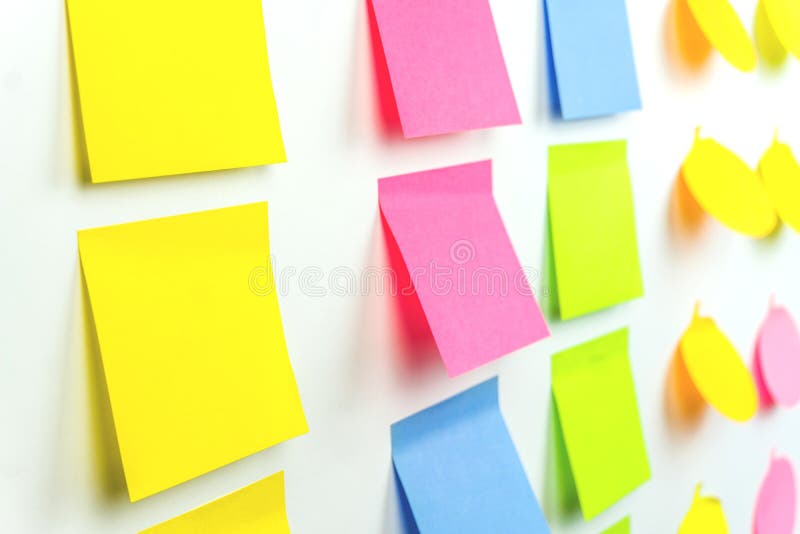 Sticky Note Post it Notes Board Office Side View Stock Photo - Image of ...