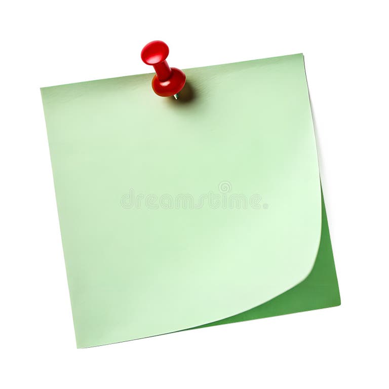 Sticky Note with Push Pin, Empty Green Paper Sticky Notes on a ...