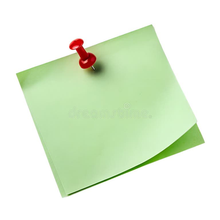 Sticky Note with Push Pin, Empty Green Paper Sticky Notes on a ...