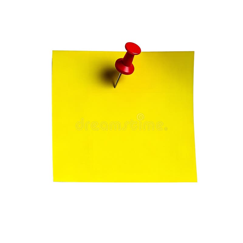 Sticky Note with Push Pin, Empty Yellow Paper Sticky Notes on a ...