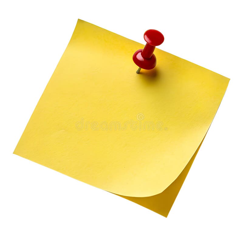 Sticky Note with Push Pin, Empty Yellow Paper Sticky Notes on a ...