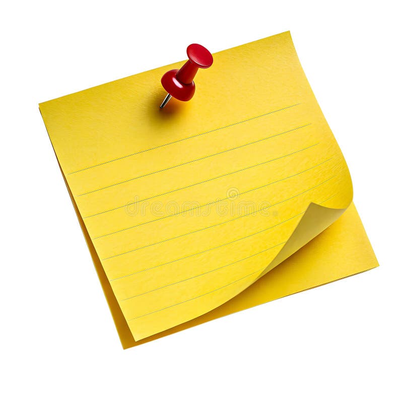 Sticky Note with Push Pin, Empty Yellow Paper Sticky Notes on a ...