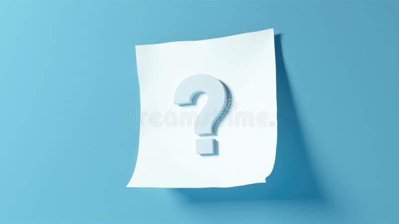 Sticky Note with a Question Mark on a Blue Background in an Office ...