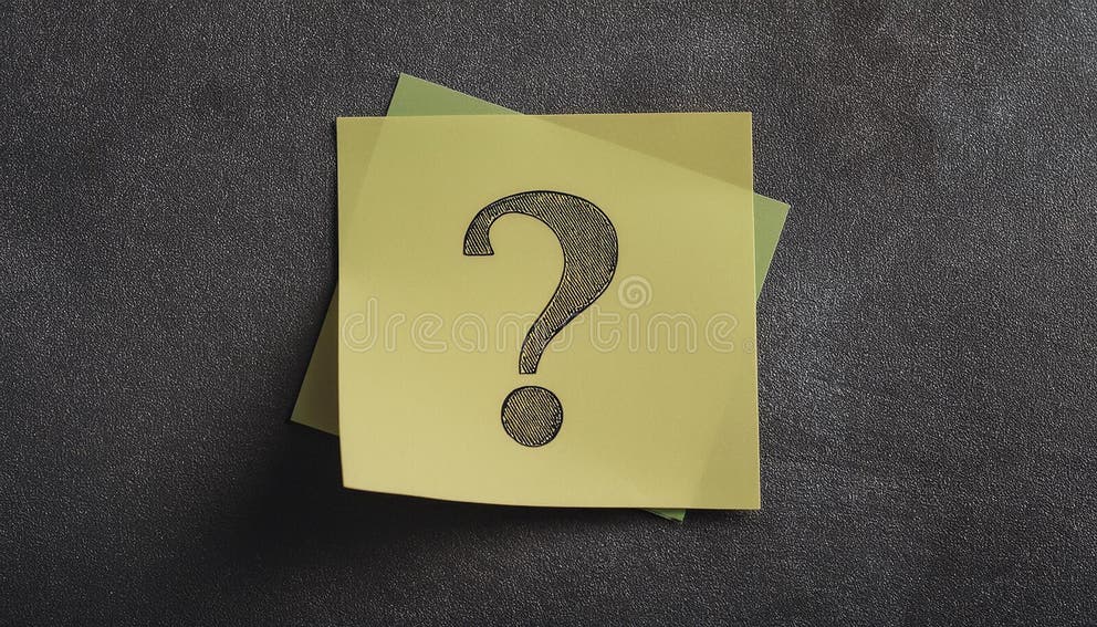 Sticky Note with Question Mark on Dark Backdrop Stock Illustration ...