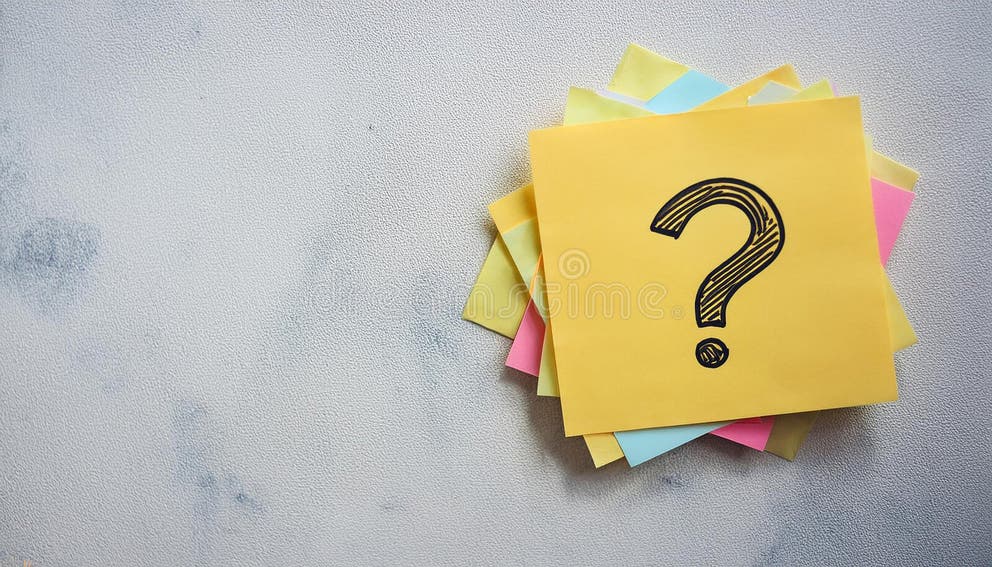 Sticky Note with Question Mark on Light Backdrop Stock Illustration ...