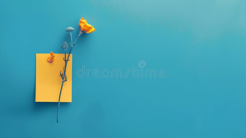 A Sticky Note with a Quick Sketch on a Solid Blue Background Stock ...