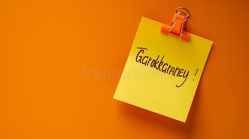 A Sticky Note with a Reminder To Practice Gratitude on a Solid Orange ...