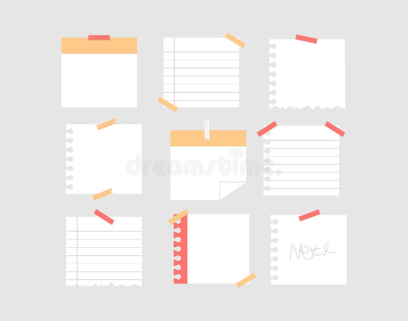 Sticky Note Tape Vector Set Stock Illustration - Illustration of yellow ...