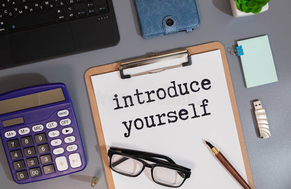 Sticky Note with the Text Introduce Yourself on Office Desk Stock Image ...