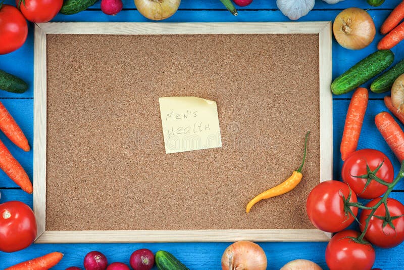 Sticky Note with Text Men`s Health and Vegetables Stock Photo - Image ...