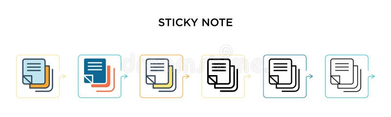 Sticky Note Vector Icon in 6 Different Modern Styles. Black, Two ...