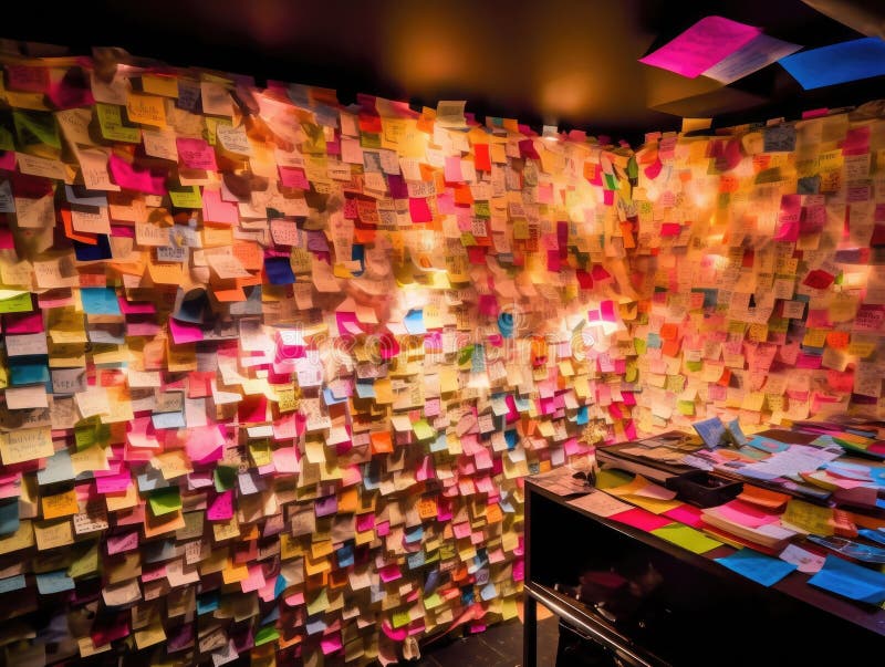 Sticky Note Wall with Brainstorming Ideas Stock Illustration ...