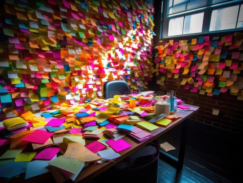 Sticky Note Wall with Brainstorming Ideas Stock Illustration ...