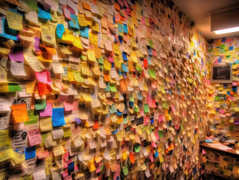 Sticky Note Wall Shot from Tilted Angle Stock Illustration ...