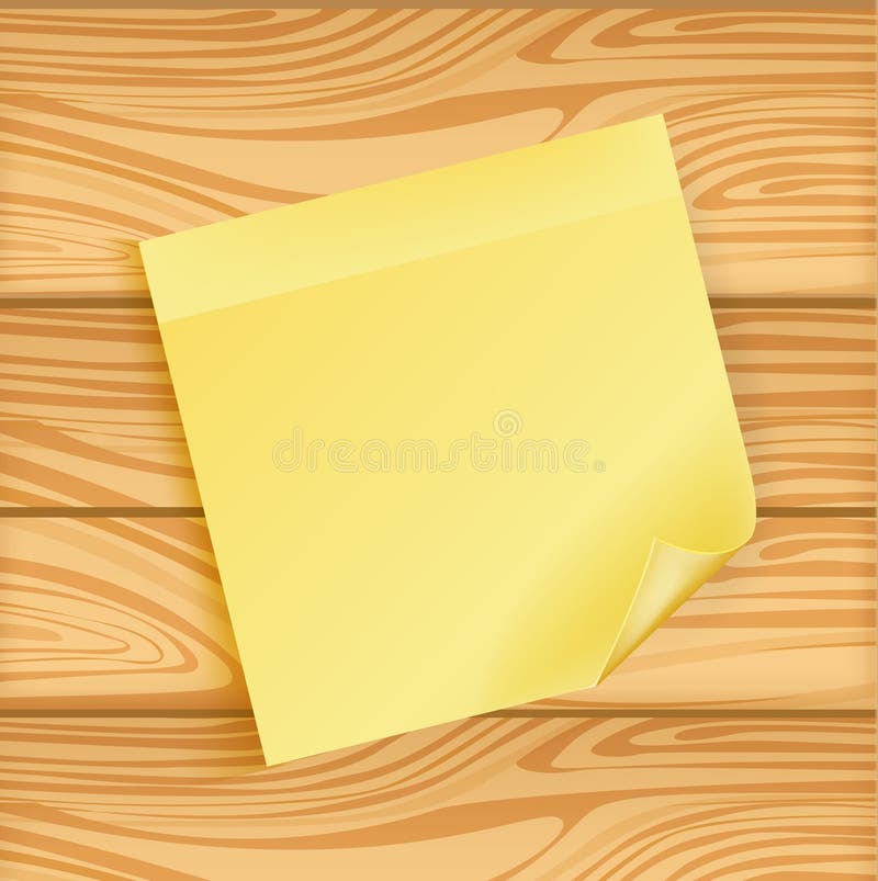 Sticky Note on Wooden Background Stock Vector - Illustration of print ...