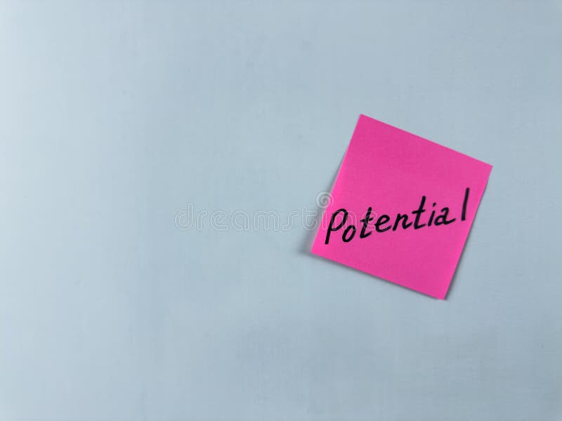 Sticky Note with the Word Potential Written on it, Placed on a White ...