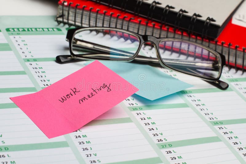 Sticky Note and Eyeglasses on a Calendar Stock Photo - Image of event ...