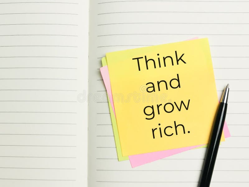 Sticky Note Written Think and Grow Rich. Stock Photo - Image of brain ...