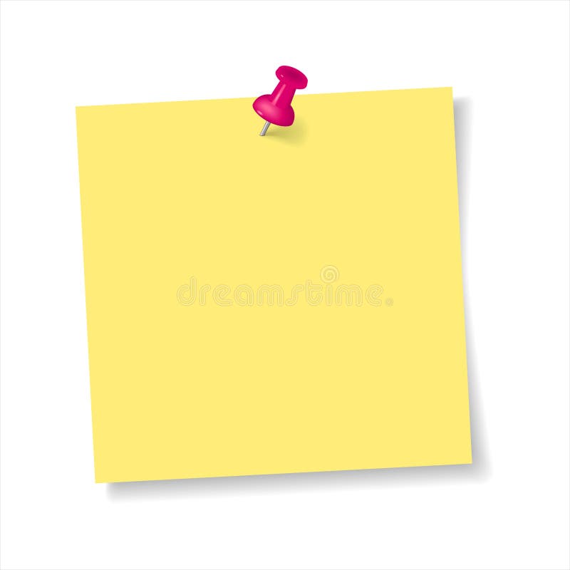 Realistic Pushpin with Yellow Paper for Your Text Stock Vector ...