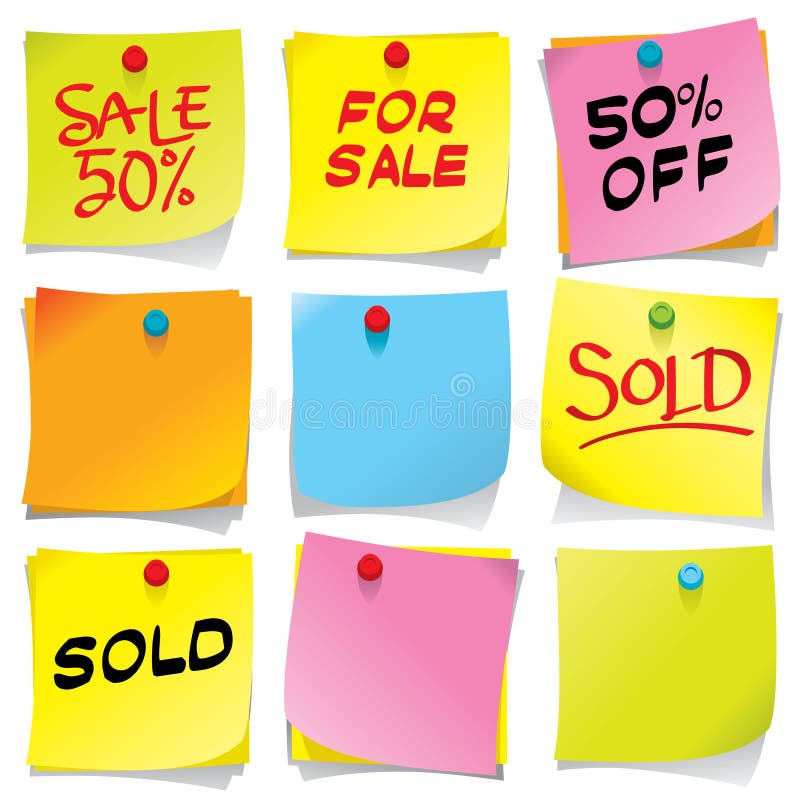 Sticky notes stock vector. Illustration of board, folder - 8852922