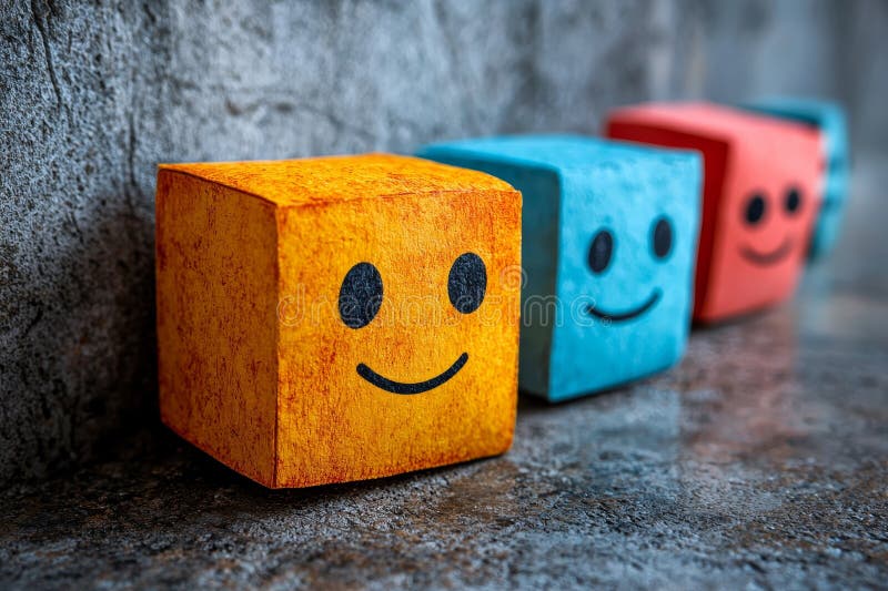 Sticky Notes Adorned with Cartoon Faces Illustrate a Range of Emotions ...