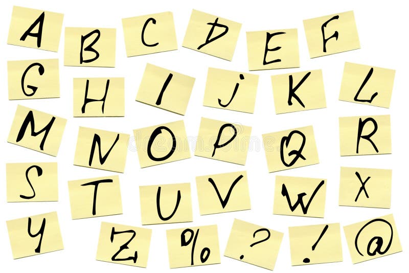 Sticky notes with Alphabet stock illustration. Illustration of question ...