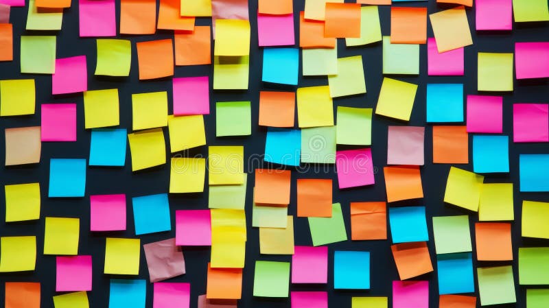 Sticky Notes Arranged on a Chalkboard Backdrop Stock Illustration ...