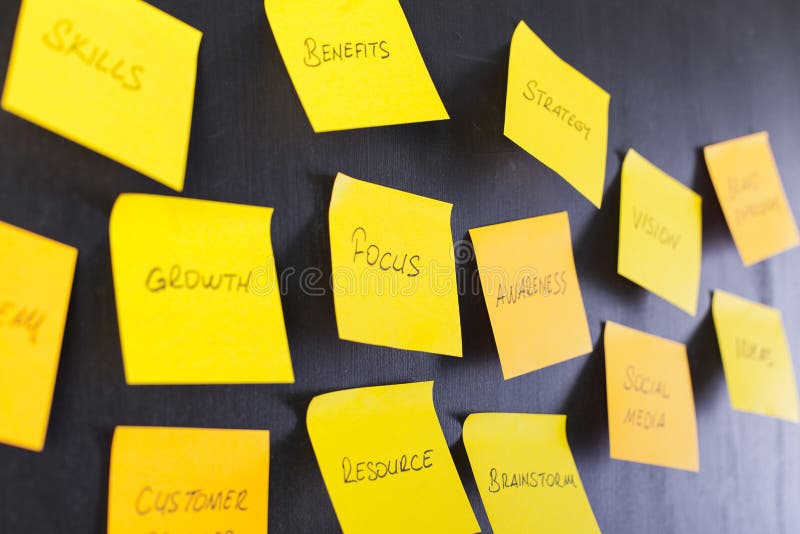 Sticky Notes Attached To Blackboard Stock Image - Image of handwriting ...