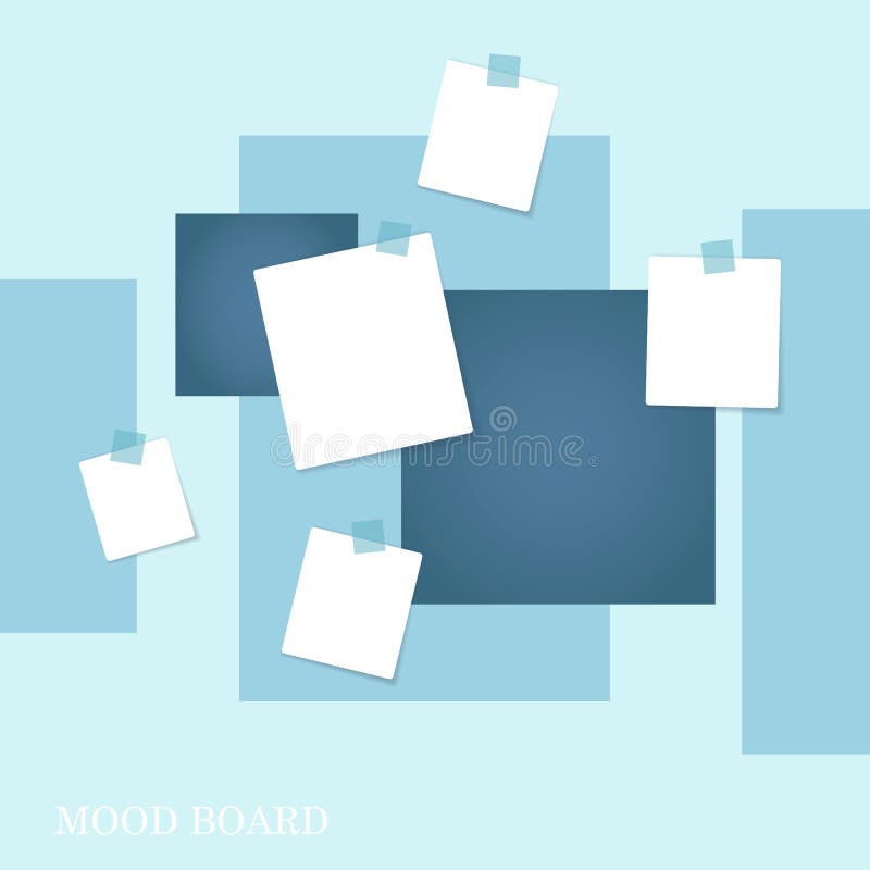 Sticky Notes, Blue and White Pastel Mood Board Stock Illustration ...