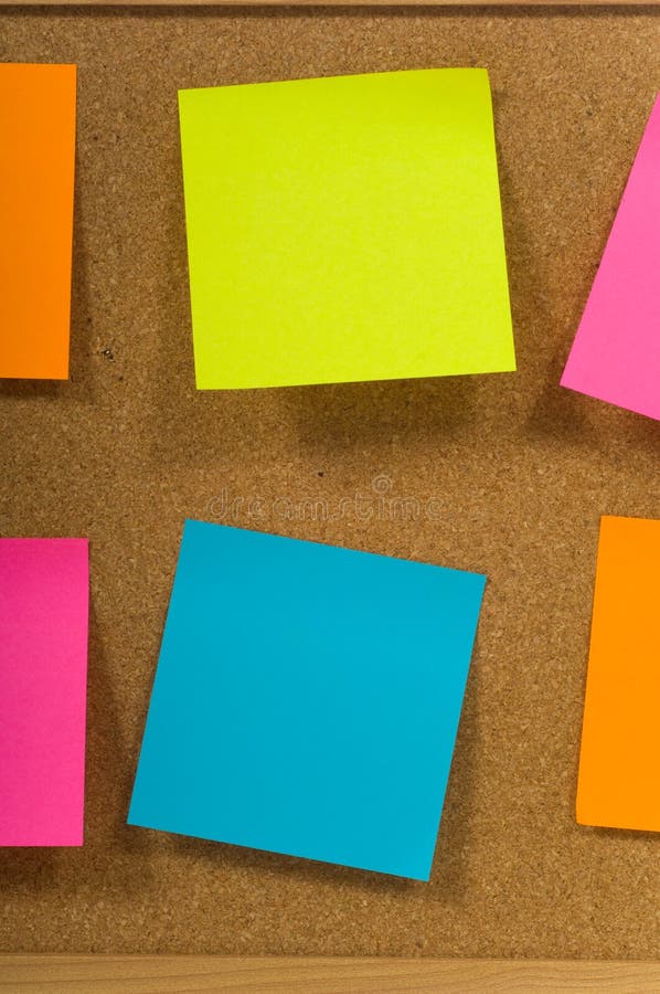 Sticky notes on cork board stock photo. Image of colorful - 3502476