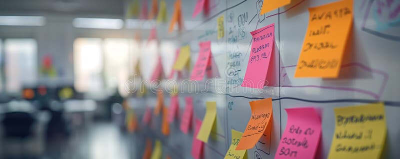 Sticky Notes on a Board in a Collaborative Workspace Stock Image ...