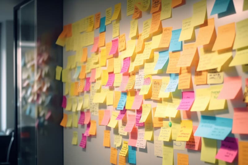 Sticky Notes Board at Office. Generate Ai Stock Image - Image of office ...