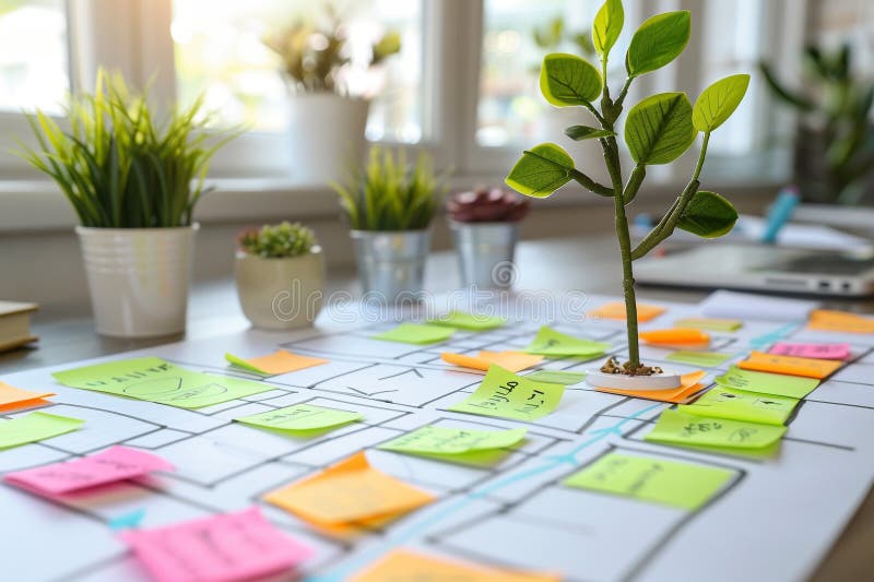 Sticky Notes Brainstorming stock illustration. Illustration of planning ...