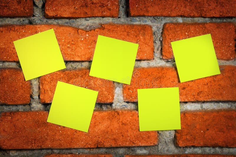 Sticky Notes on a Brick Wall Stock Photo - Image of wall, poster: 16427808