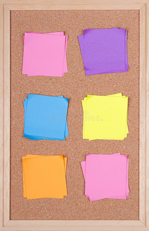 Sticky Notes on a Bulletin Board Stock Photo - Image of board, office ...