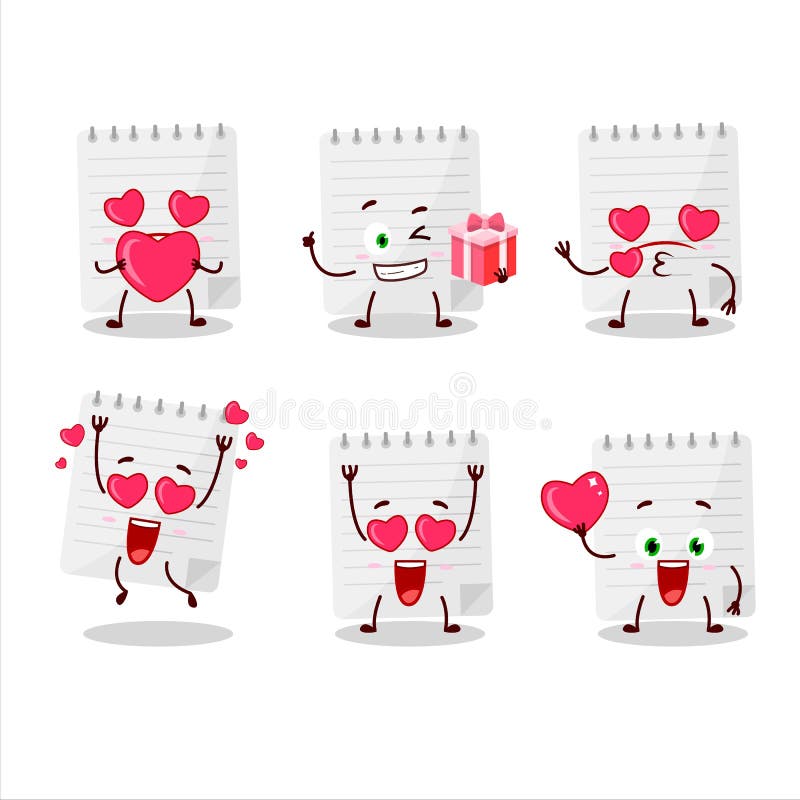 Sticky Notes Cartoon Character with Love Cute Emoticon Stock Vector ...
