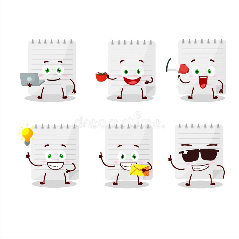 Sticky Notes Cartoon Character with Various Types of Business Emoticons ...